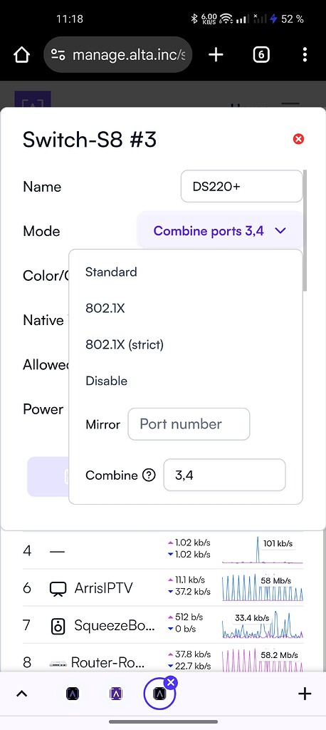 Bug in LACP reporting in Devices list - General - Alta Labs