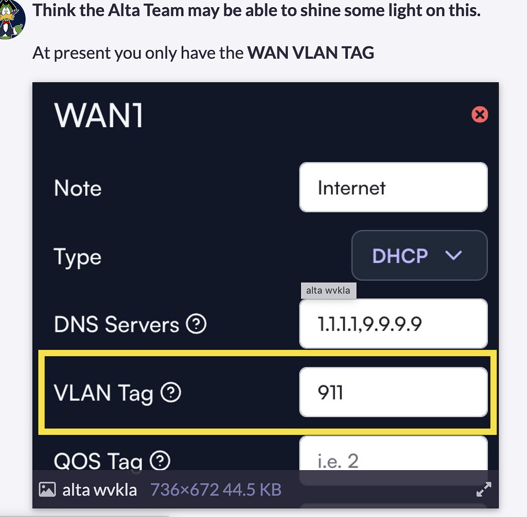 WAN Vlan and QOS - Routers - Alta Labs
