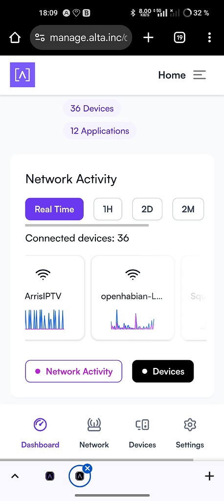 All devices shown with wireless icon on Dashboard's Devices view - Alta Control - Alta Labs