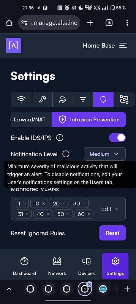Separate levels for logging and email alerts in IDS/IPS - Feature Requests - Alta Labs