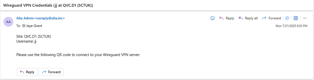 Wireguard VPN QR Codes do not send via Email - Routers - Alta Labs