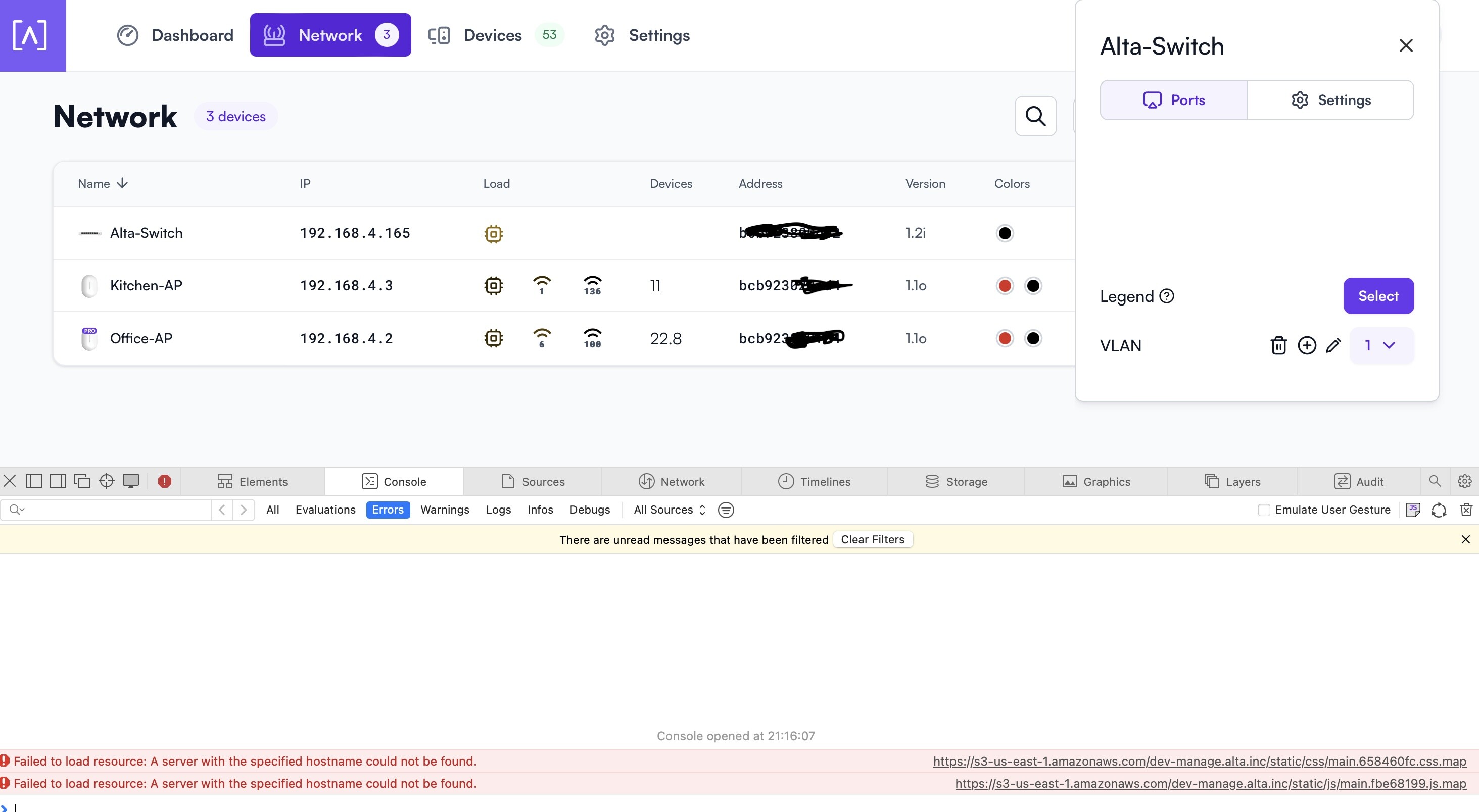 Port Info not showing on controller with Safari Browser - Switches - Alta Labs
